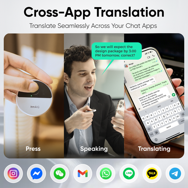InnAIO T10 AI Voice Cloning Translator | Real-Time Translation Device ...