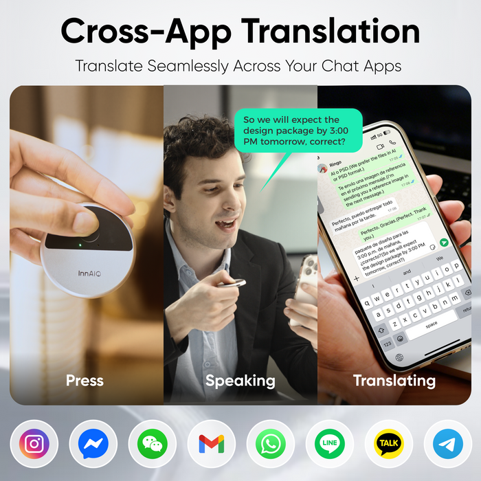 InnAIO T10 AI Voice Cloning Translator | Real-Time Translation Device ...